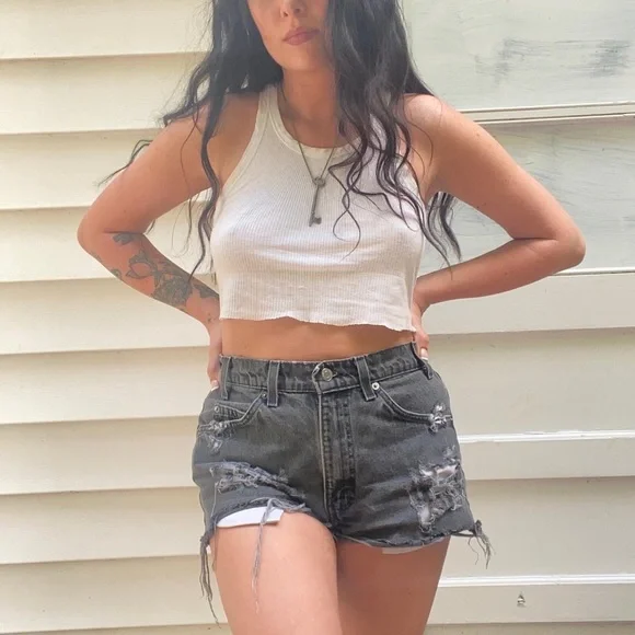 Orange Tab Black Distressed Levi Shorts 1970S LEVIS ORANGE TAB VINTAGE ...